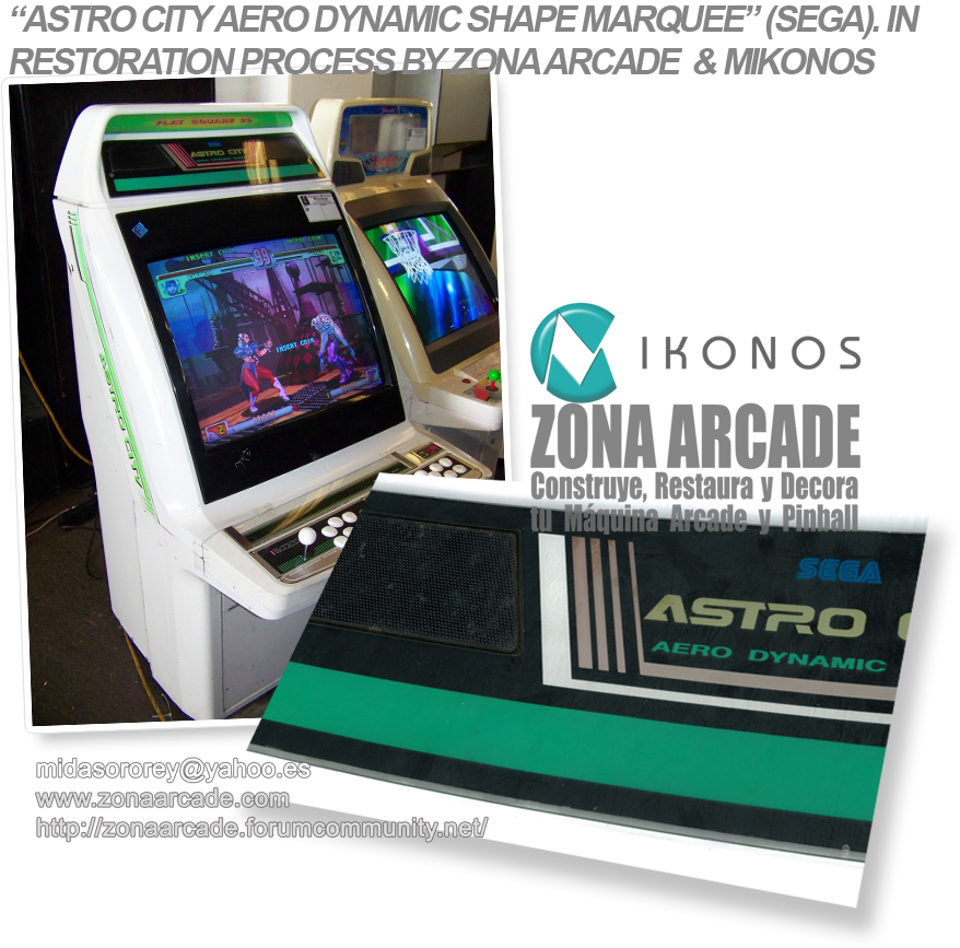Tenemos "ASTRO CITY MARQUEE" (SEGA) digitalizado a 600 dpi para su restauración en Zona Arcade